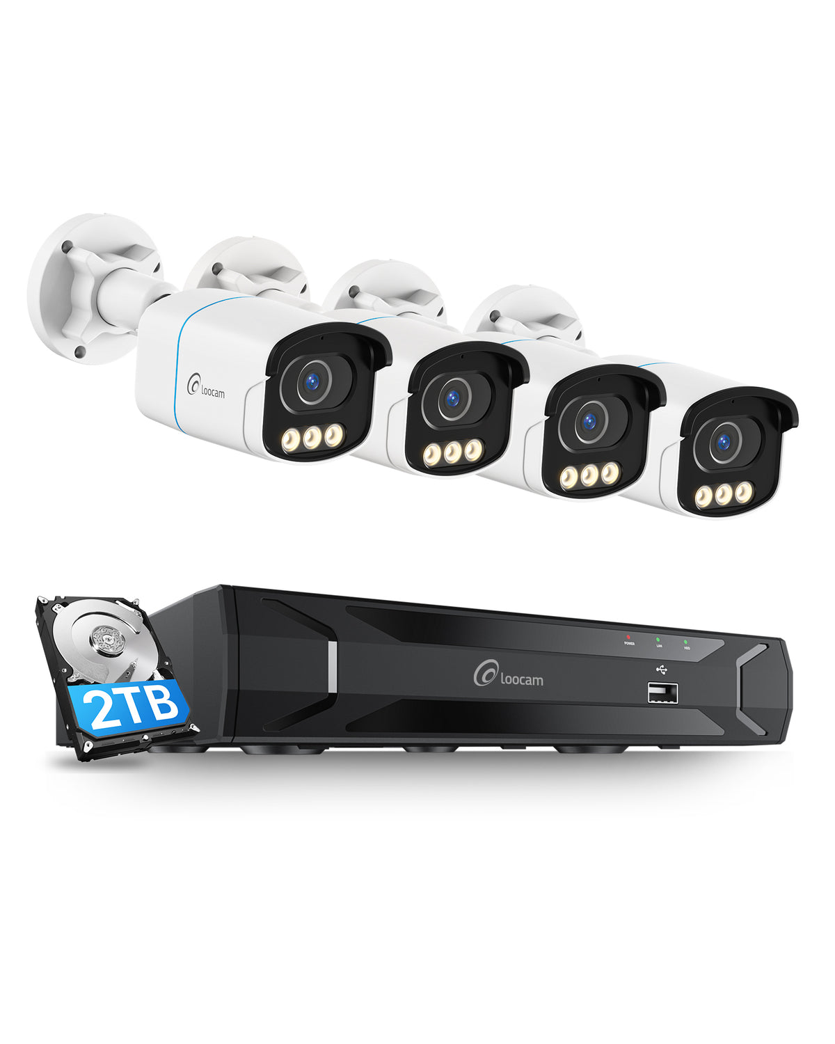 Loocam 4K CCTV Security Camera System PoE Wired True Color Night Visio ...