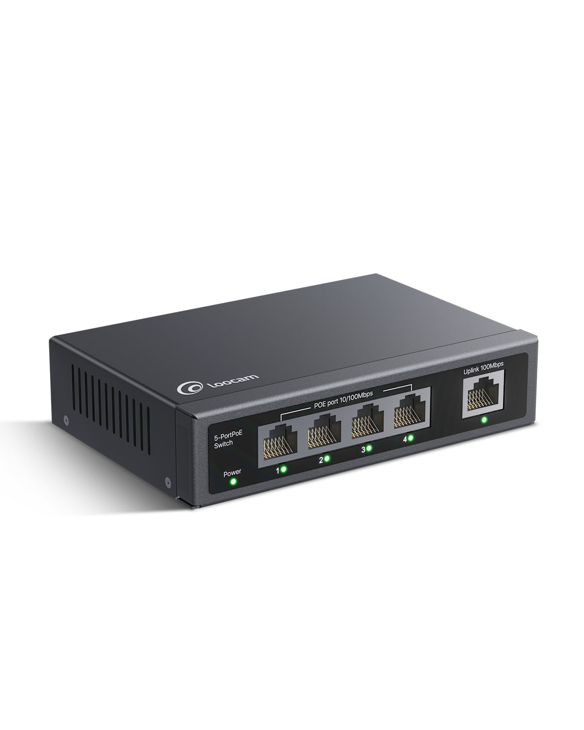 Loocam 5 Port PoE Switch(4 PoE Ports + 1 Uplink), 802.3af/at PoE+ 100M ...